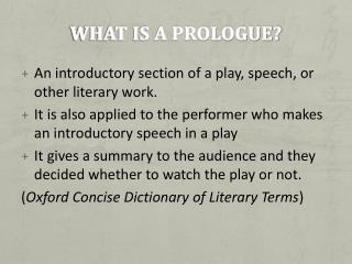 PPT - What is a prologue? PowerPoint Presentation, free download - ID ...