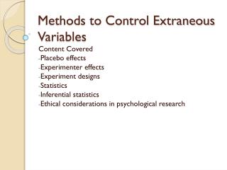 PPT - Methods to Control Extraneous Variables PowerPoint Presentation ...
