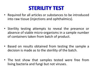 PPT - STERILITY TEST PowerPoint Presentation, free download - ID:1994580
