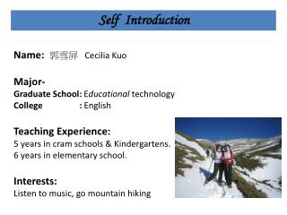 PPT - Self Introduction PowerPoint Presentation, free download - ID:2042374