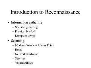PPT - Introduction to Reconnaissance PowerPoint Presentation, free download - ID:2049033