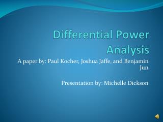 PPT - Differential Power Analysis PowerPoint Presentation, free ...