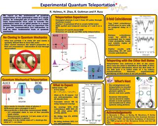 PPT - Experimental Quantum Teleportation * PowerPoint Presentation ...