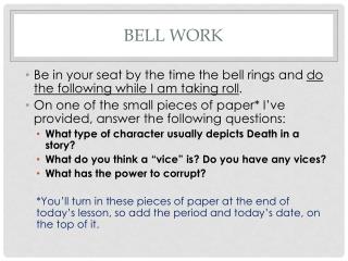 PPT - Bell Work PowerPoint Presentation, free download - ID:2143746