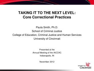 PPT - TAKING IT TO THE NEXT LEVEL: Core Correctional Practices ...