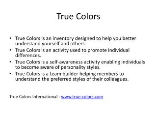 PPT - True Colors PowerPoint Presentation, free download - ID:2238230