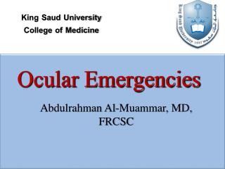 PPT - Ocular Emergencies PowerPoint Presentation, free download - ID ...