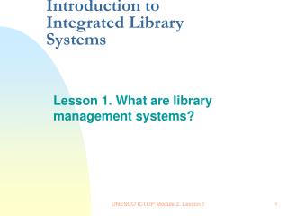 PPT - Introduction to Integrated Library Systems PowerPoint ...