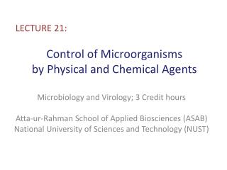 PPT - Control of Microorganisms by Physical and Chemical Agents ...