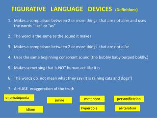 PPT - FIGURATIVE LANGUAGE DEVICES (Definitions) PowerPoint Presentation ...