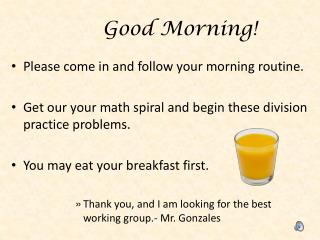 PPT - Good Morning! PowerPoint Presentation, free download - ID:2339549