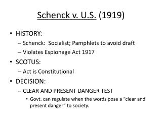 PPT - Schenck v. U.S. (1919) PowerPoint Presentation, free download ...