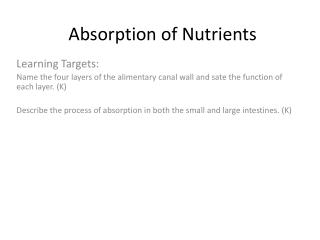 PPT - Absorption of Nutrients PowerPoint Presentation, free download ...
