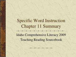PPT - Specific Word Instruction Chapter 11 Summary PowerPoint ...