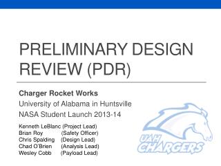 PPT - Preliminary Design Review (PDR) PowerPoint Presentation, free ...