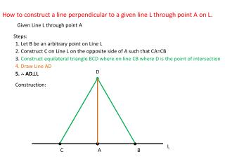PPT - How to construct a line perpendicular to a given line L through ...