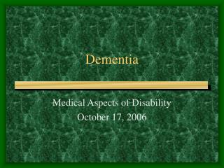 PPT - Dementia PowerPoint Presentation, free download - ID:245552
