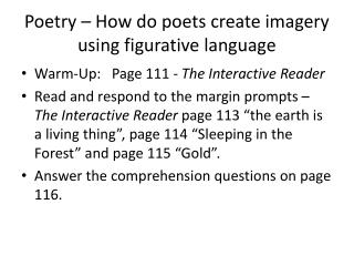 PPT - Poetry – How do poets create imagery using figurative language ...