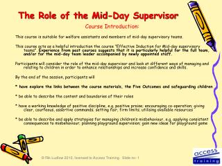 PPT - The Role of the Mid-Day Supervisor PowerPoint Presentation, free ...