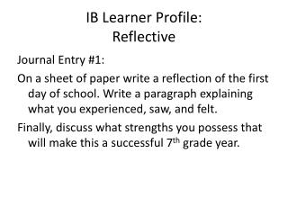 PPT - IB Learner Profile: Reflective PowerPoint Presentation, free ...