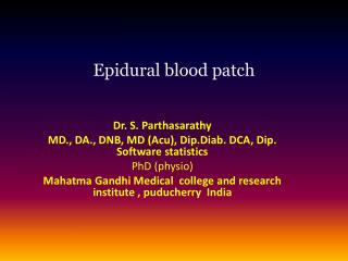 PPT - Epidural blood patch PowerPoint Presentation, free download - ID ...