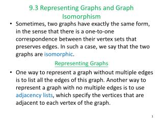 PPT - 9.3 Representing Graphs and Graph Isomorphism PowerPoint ...