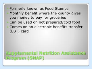 PPT - Supplemental Nutrition Assistance Program (SNAP) PowerPoint ...