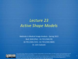 PPT - Lecture 23 Active Shape Models PowerPoint Presentation, free ...