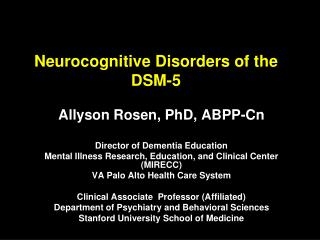 PPT - Neurocognitive Disorders of the DSM-5 PowerPoint Presentation ...