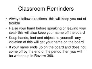 PPT - Classroom Reminders PowerPoint Presentation, free download - ID ...