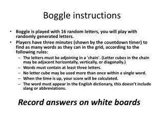 PPT - Boggle instructions PowerPoint Presentation, free download - ID ...
