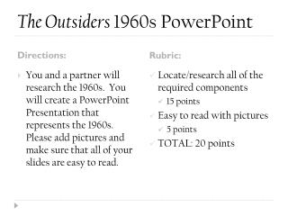 PPT - The Outsiders 1960s PowerPoint PowerPoint Presentation, free ...
