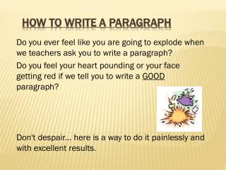 PPT - How to write a paragraph PowerPoint Presentation, free download ...