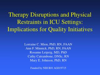 PPT - Reducing Physical Restraints in the ICU PowerPoint Presentation ...