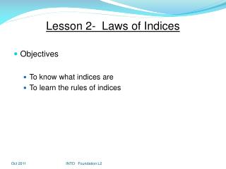 PPT - Lesson 2- Laws of Indices PowerPoint Presentation, free download ...