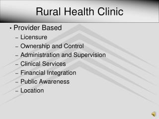PPT - Rural Health Clinic PowerPoint Presentation, free download - ID ...