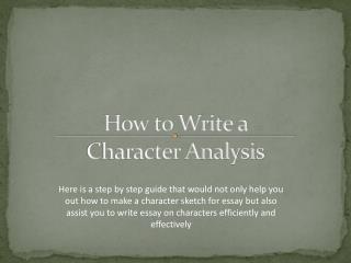 PPT - How to Write a Character Analysis PowerPoint Presentation, free ...