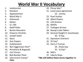 PPT - World War II Vocabulary PowerPoint Presentation, free download ...