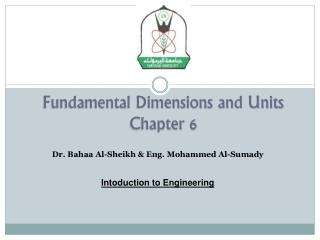 PPT - Fundamental Dimensions and Units Chapter 6 PowerPoint ...