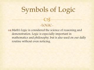 PPT - Symbols of Logic PowerPoint Presentation, free download - ID:2855047