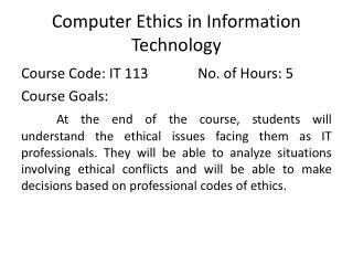 PPT - Computer Ethics in Information Technology PowerPoint Presentation ...