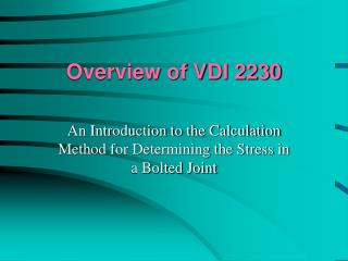 PPT - Overview of VDI 2230 PowerPoint Presentation, free download - ID ...