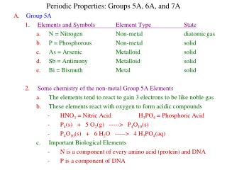 PPT - Periodic Properties: Groups 5A, 6A, and 7A Group 5A Elements and ...