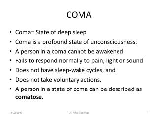 PPT - Coma PowerPoint Presentation - ID:6934726