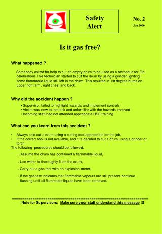 PPT - SAFETY ALERT PowerPoint Presentation - ID:1489715