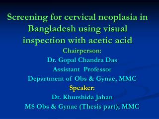 PPT - visual inspection with acetic acid via: evidence to date ...