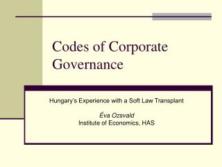PPT - Codes of Corporate Governance PowerPoint Presentation, free ...