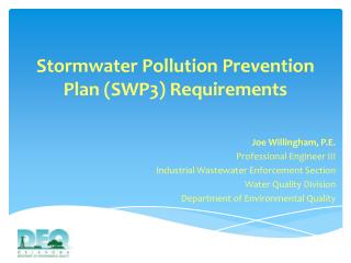 PPT - Stormwater Pollution Prevention Plan (SWP3) Requirements ...