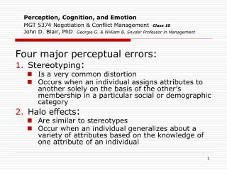 PPT - Four major perceptual errors: Stereotyping : Is a very common ...