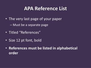 PPT - APA Reference List PowerPoint Presentation, free download - ID ...